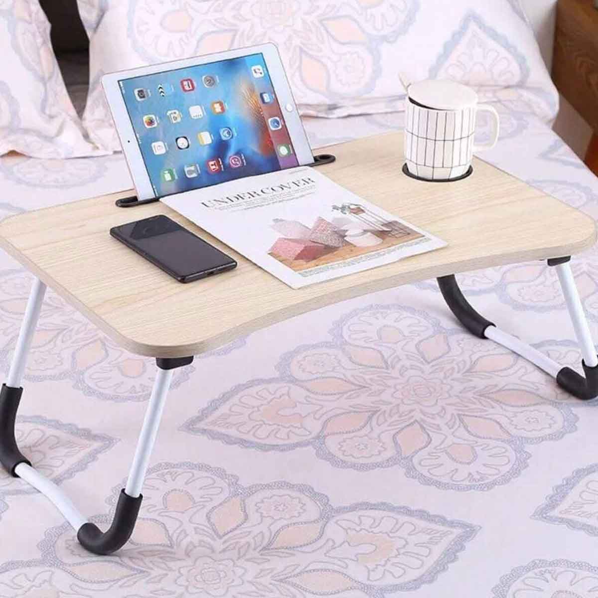 Mesa Dobrável para Notebook com Suporte para Tablet e Copo – Casachick